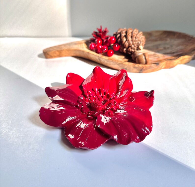 Beautiful Ruby Red Resin Flower Wall Decor - Etsy