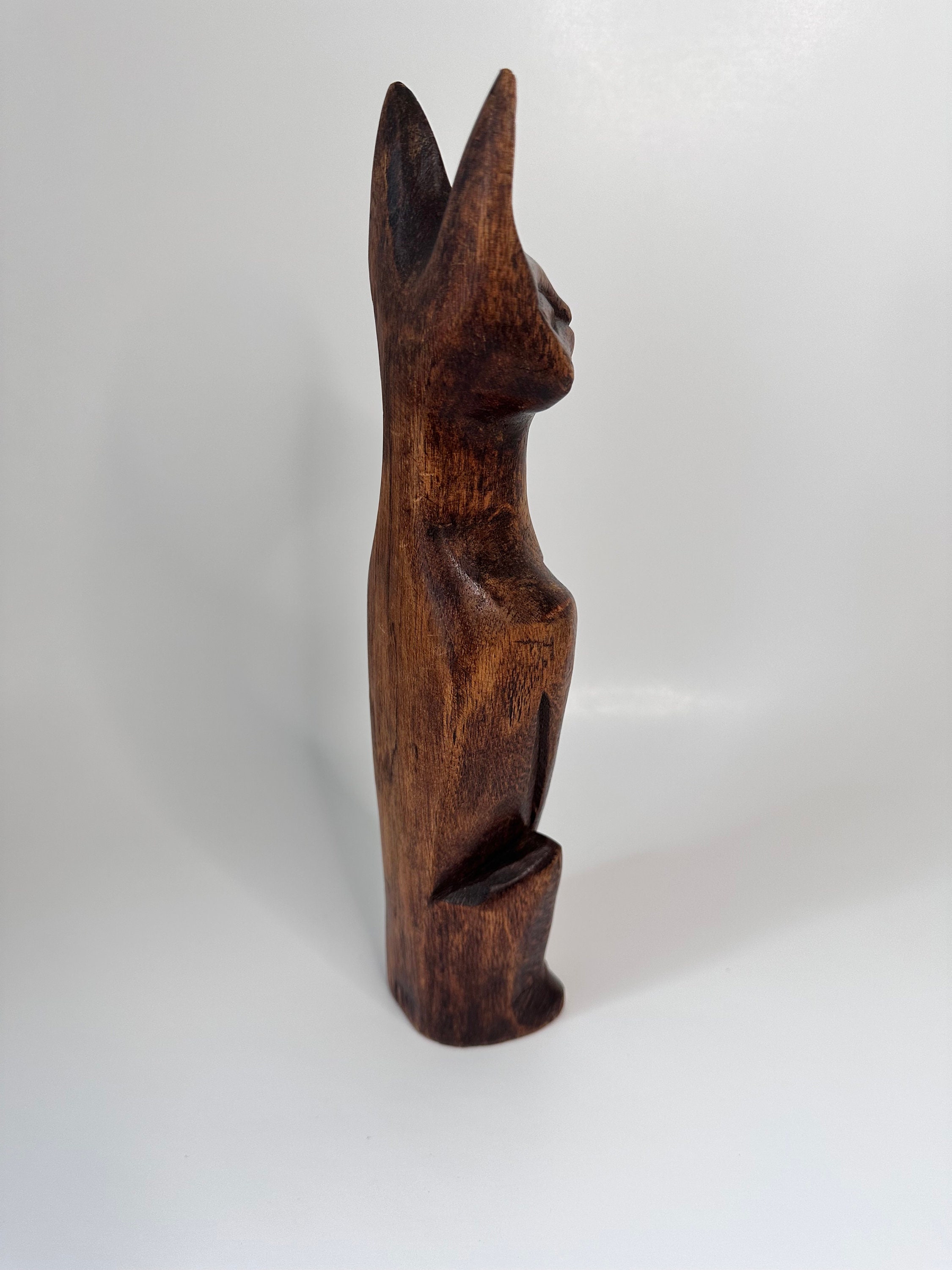 Mid Century Modern Tall Wood Hand Carved Teakwood Siamese Cat Statue ...