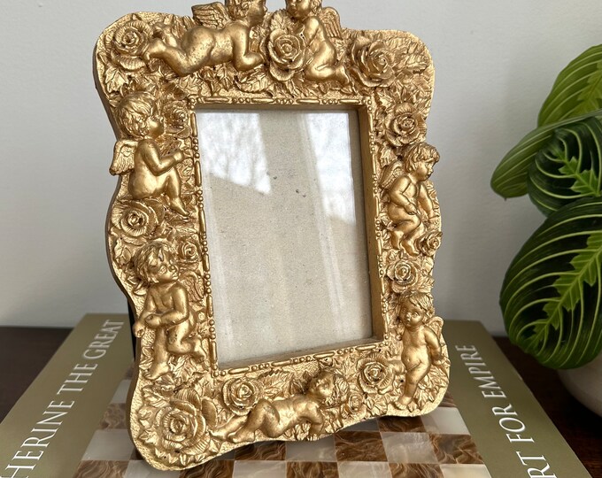 Vintage Gold Plated Cherub Angels Photo Frame | Vintage Home Decor - Etsy