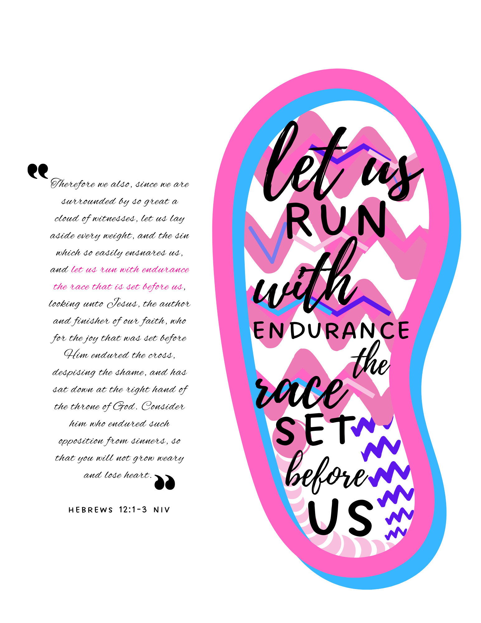 Bible Verse Inspiration Art Quote Hebrews 12 Run the Race PRINTABLE - Etsy