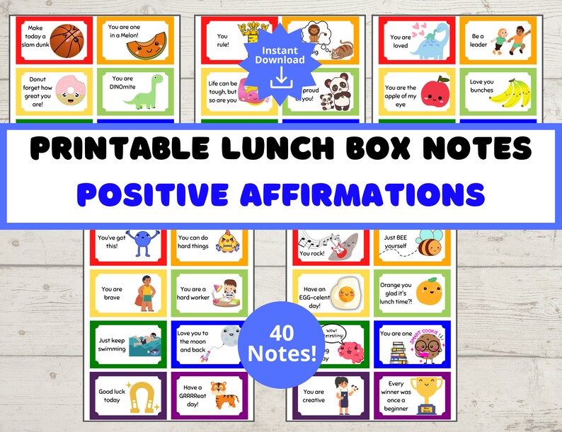 Positive Affirmation Lunchbox Notes for Kids - Etsy