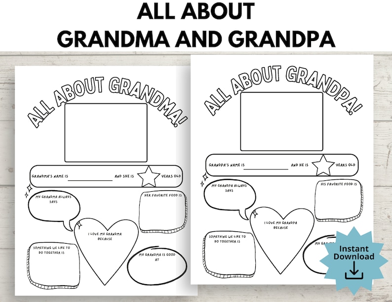 All About My Grandma | All About My Grandpa | Grandparents Day ...