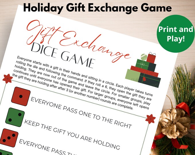 Santa Toss Gift Exchange Printable, White Elephant Gift Exchange Game ...