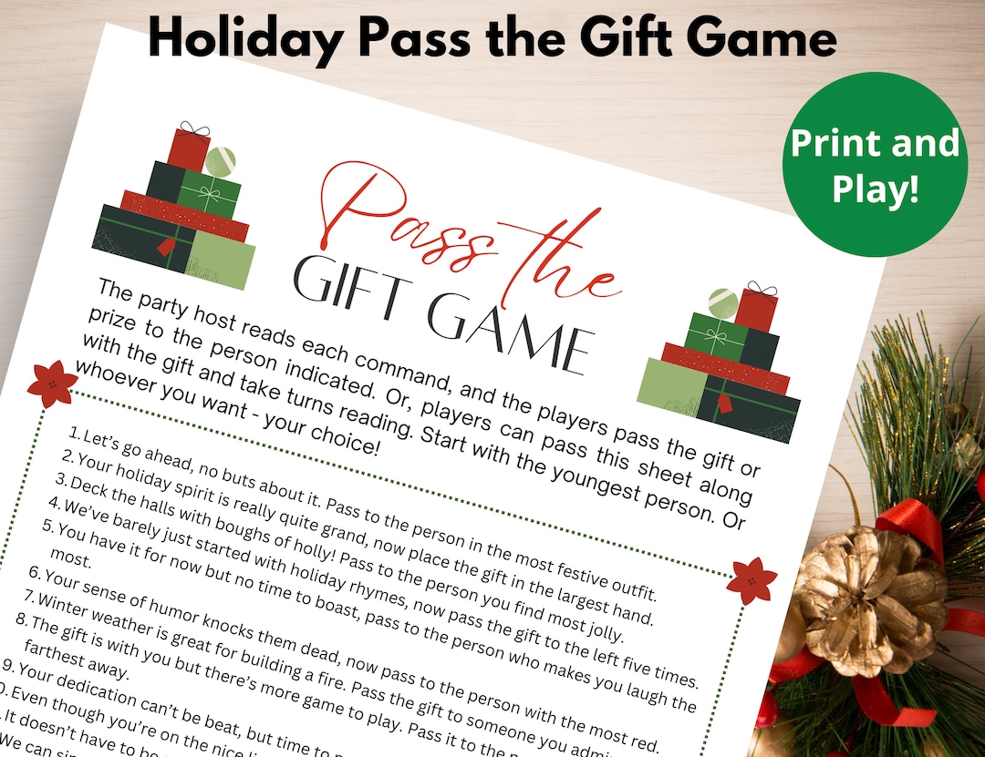 Christmas Pass the Gift Game | Christmas Party Games Printable for Kids ...