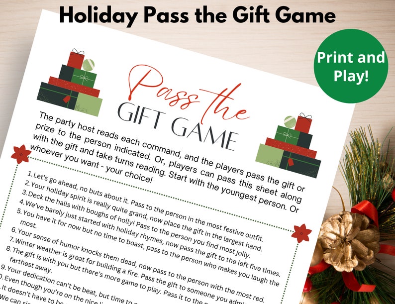 Christmas Pass the Gift Game | Christmas Party Games Printable for Kids ...