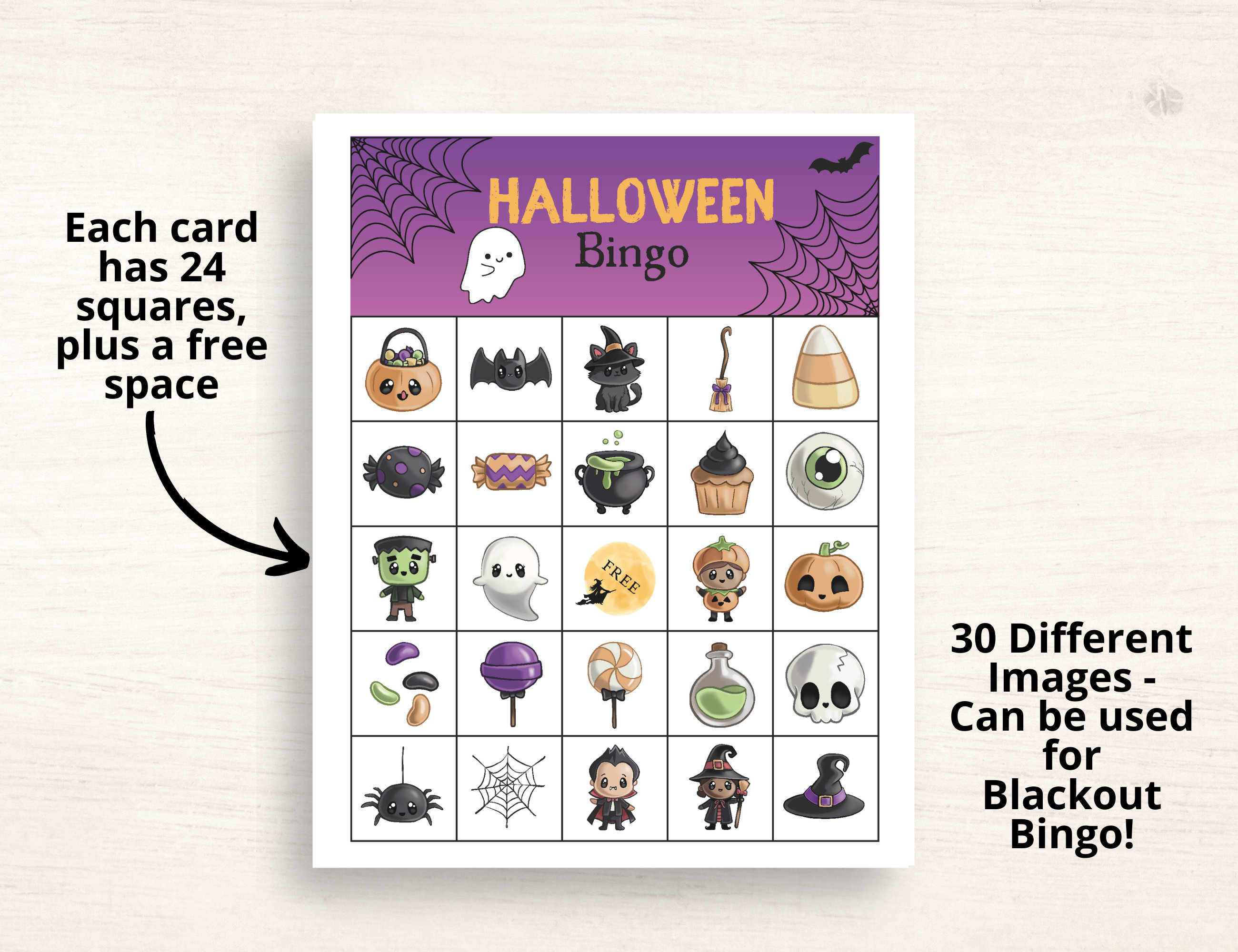 Halloween Bingo Cards With Chips | Halloween Bingo Printable | Bingo ...