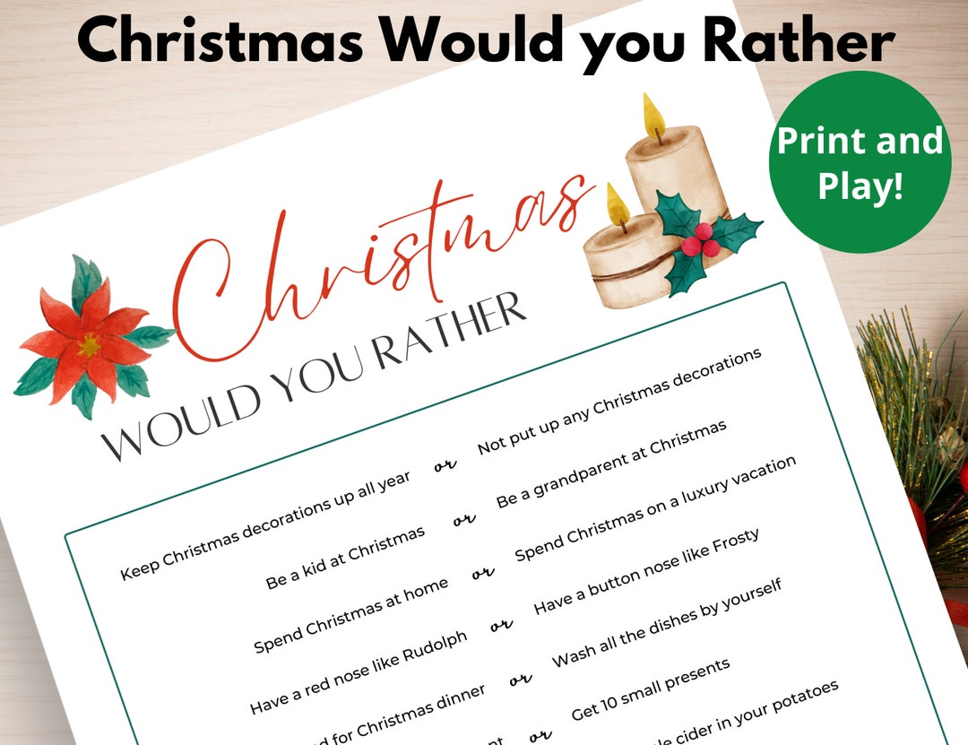 Christmas Would You Rather Game for Kids, Teens, and Adults | Christmas ...