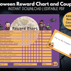 Halloween Reward Chart | Editable Chore Chart for Kids | Editable ...