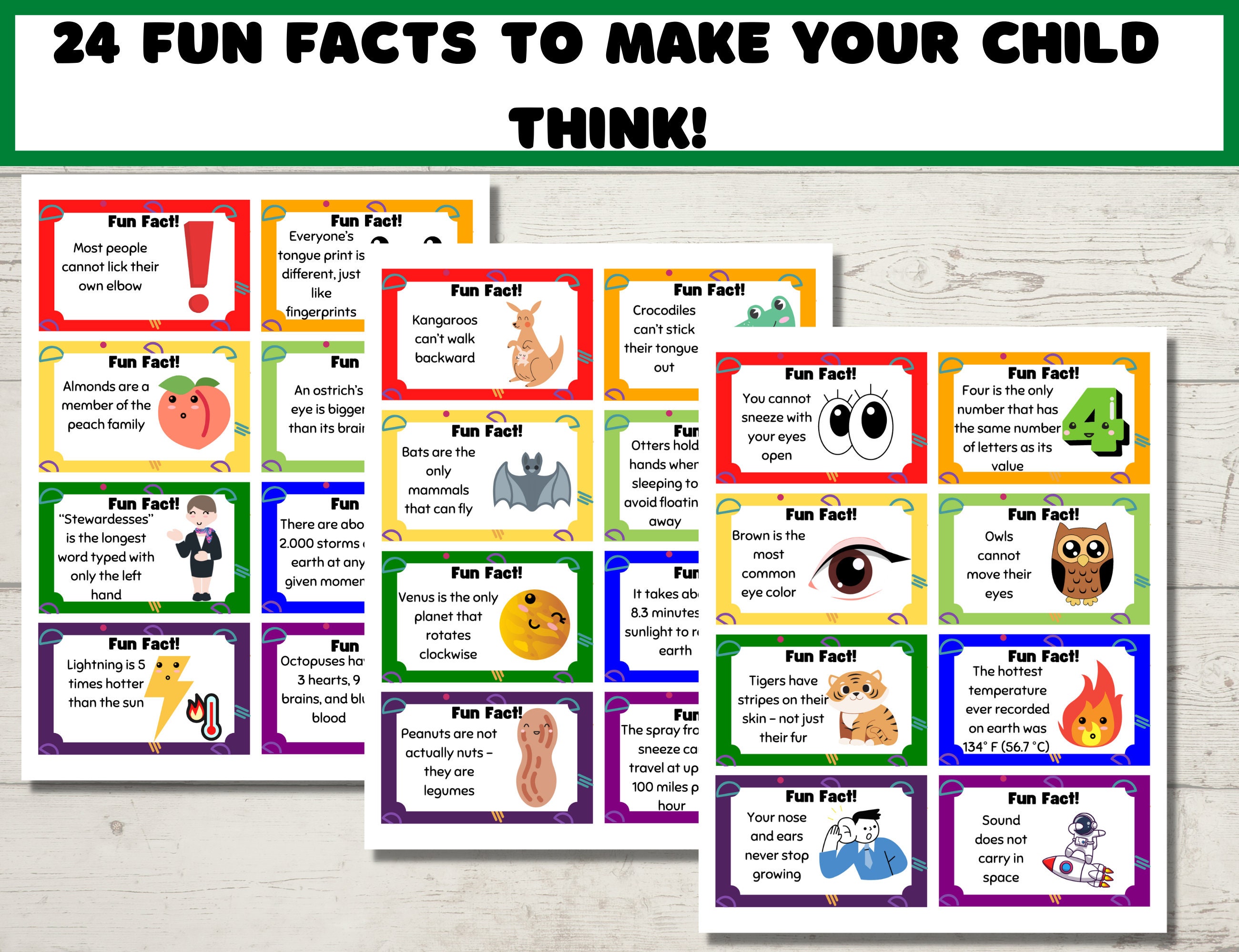 Printable Lunch Box Notes for Kids | Fun Facts - Etsy