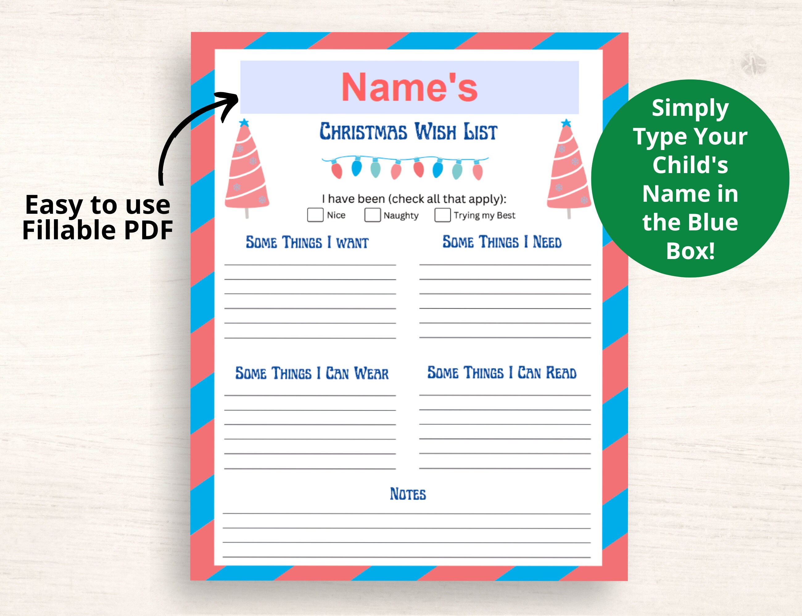 Editable Christmas Wish List Printable for Kids | Minimalist Christmas ...