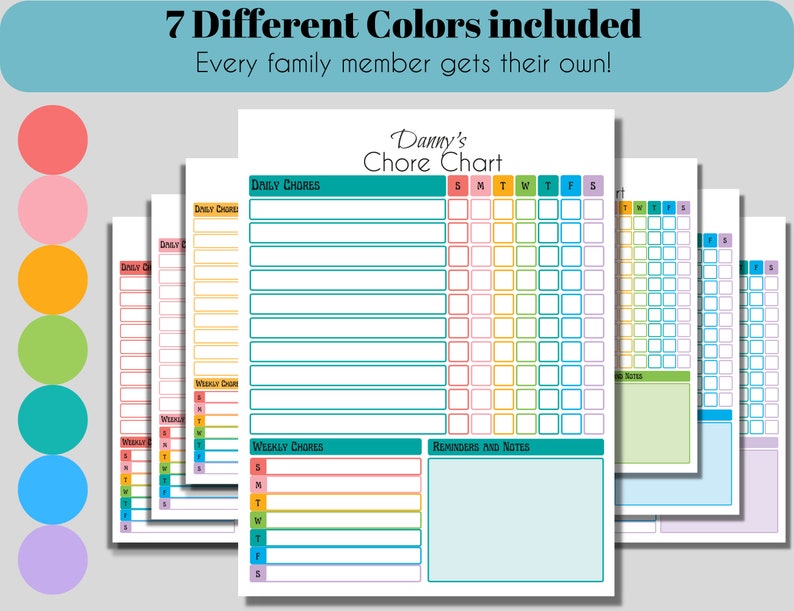 Family Chore Charts | Editable Chore Chart for Kids | Teen Chore Chart ...