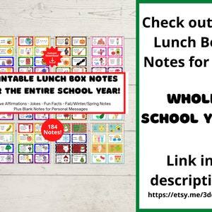 Printable Lunch Box Jokes for Kids | Lunchbox Notes - Etsy