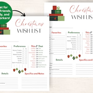 Adult Christmas Wish List Printable Questionnaire | Christmas Gift ...