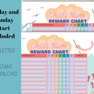 Reward Chart With Under the Sea Theme | Editable Chore Chart for Kids ...