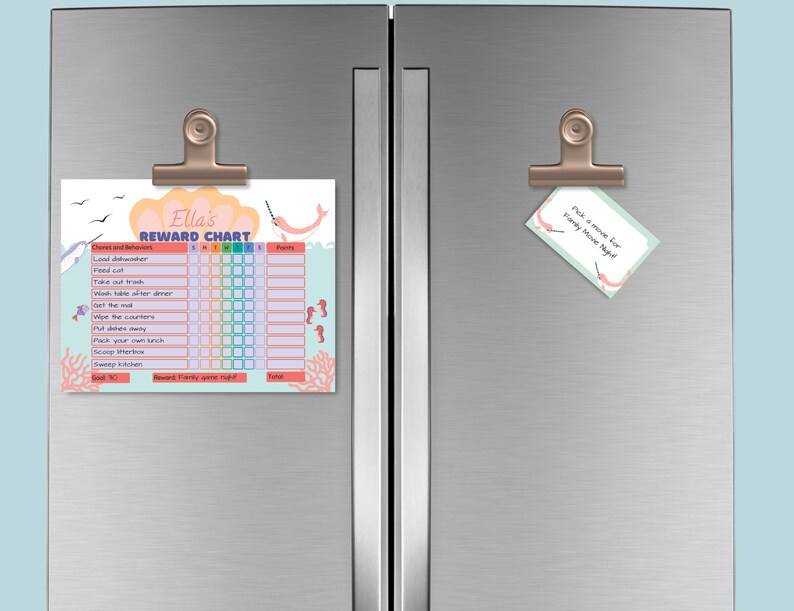 Reward Chart With Under the Sea Theme Editable Chore Chart for Kids ...