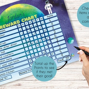 Reward Chart With Space Astronaut Theme | Editable Chore Chart for Kids ...