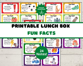 Fun Facts for Kids' Lunch Box Notes PRINTABLE DIGITAL DOWNLOAD ...