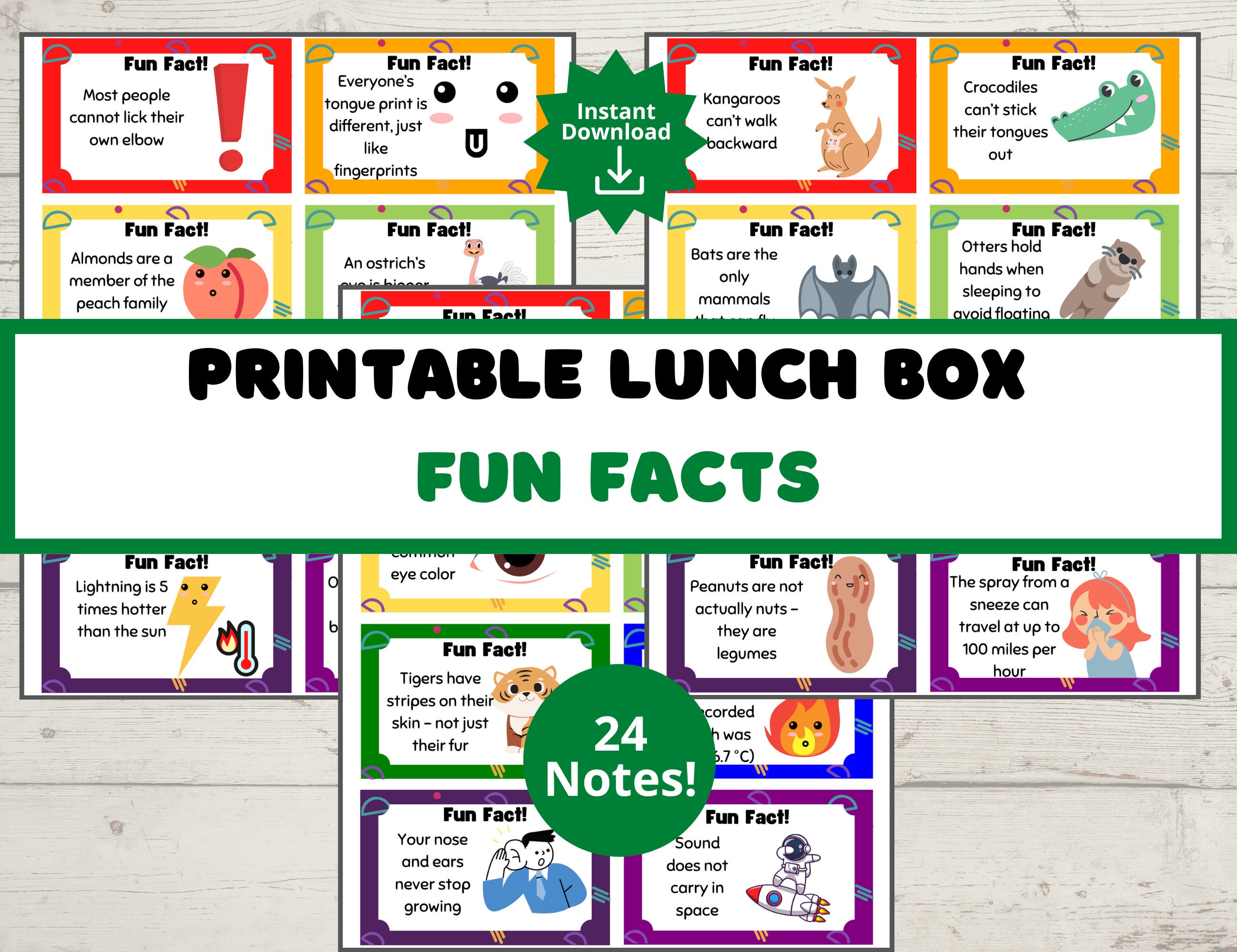 Printable Lunch Box Notes for Kids | Fun Facts - Etsy