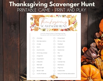 Thanksgiving Scavenger Hunt, Friendsgiving Printable Games ...