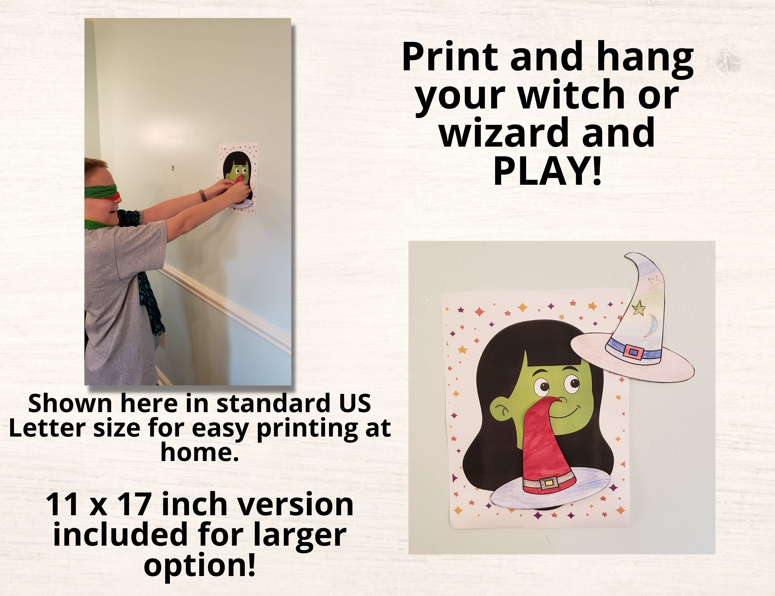 Pin the Hat on the Witch Game | Pin the Hat on the Wizard | Printable ...