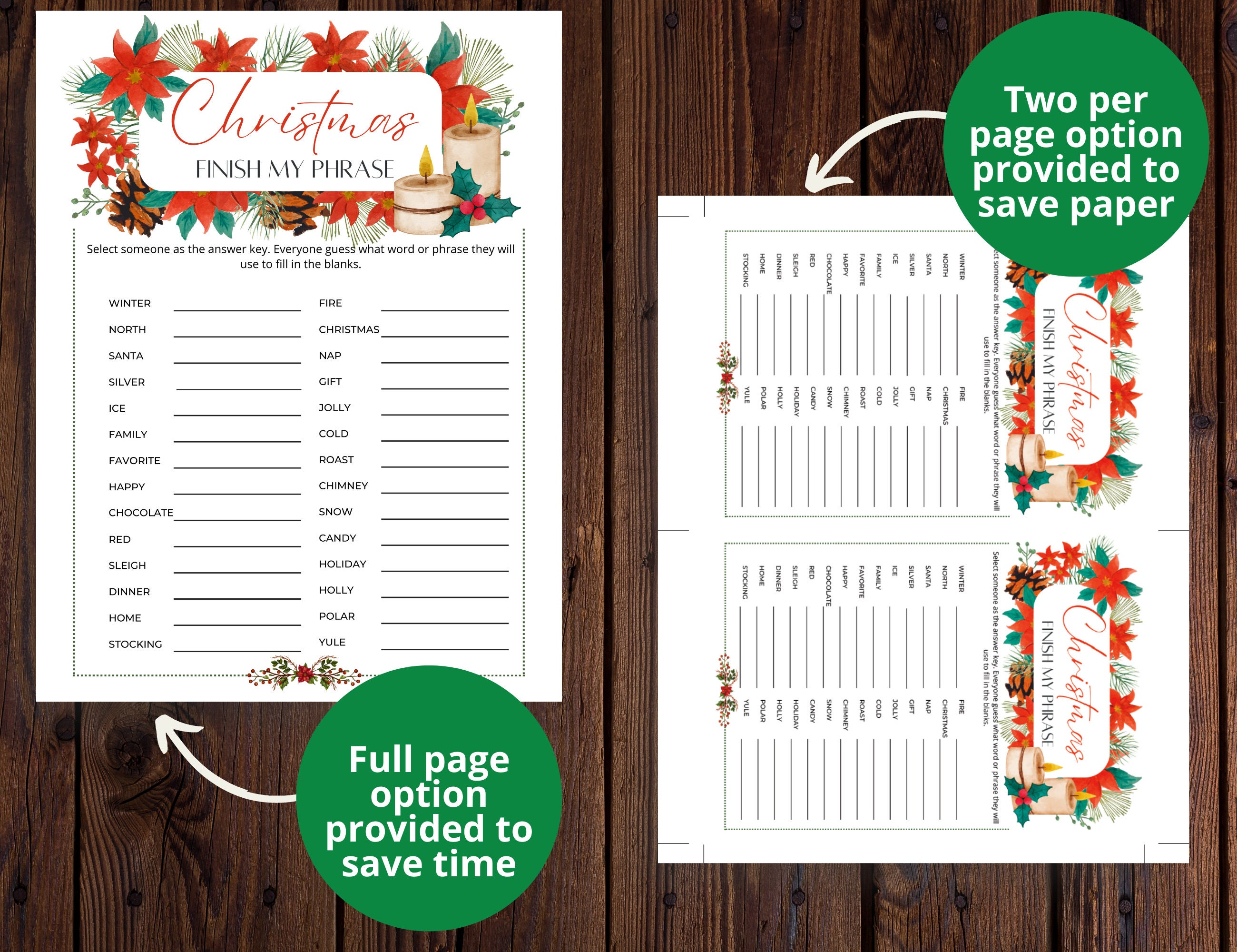 Christmas Finish My Phrase Game | Christmas Party Games Printable for ...