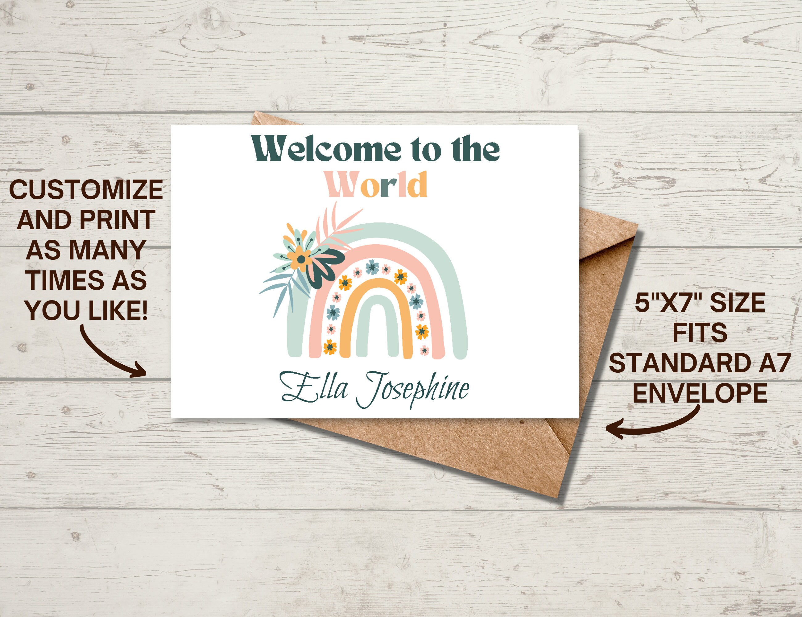 CUSTOMIZABLE Welcome Baby Card | Congratulations Baby Card Printable ...