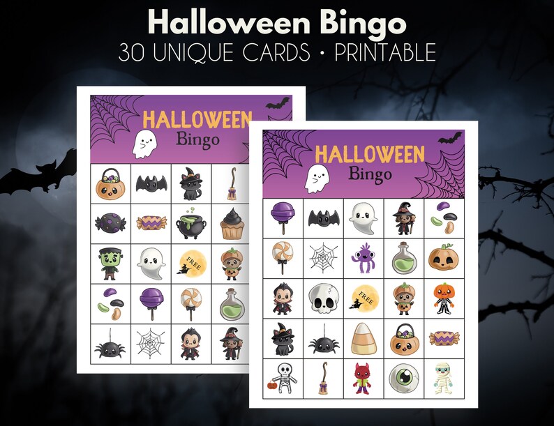 Halloween Bingo Cards With Chips | Halloween Bingo Printable | Bingo ...