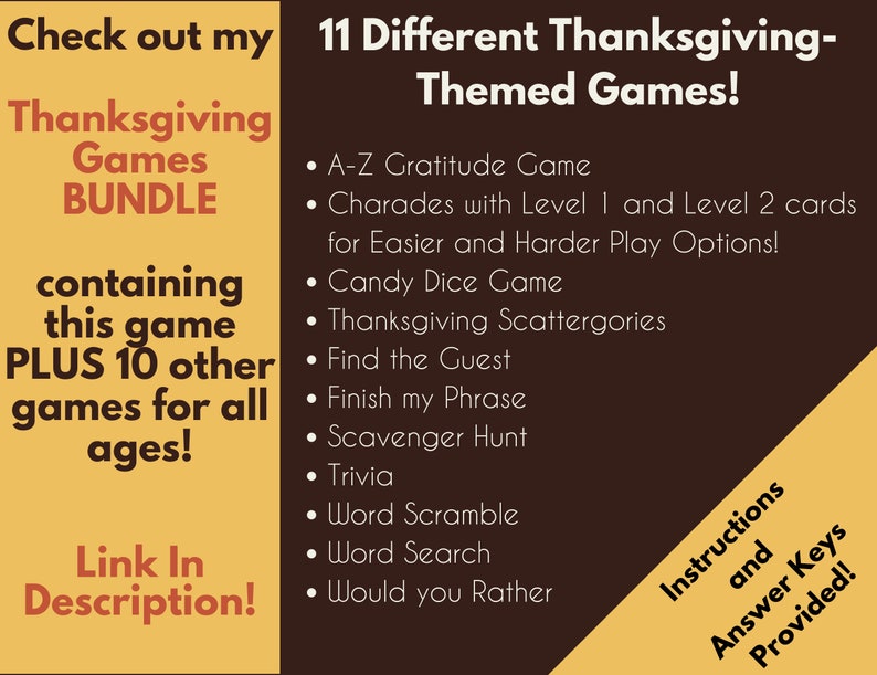 Thanksgiving Candy Dice Game for Kids, Teens, and Adults | Thanksgiving ...