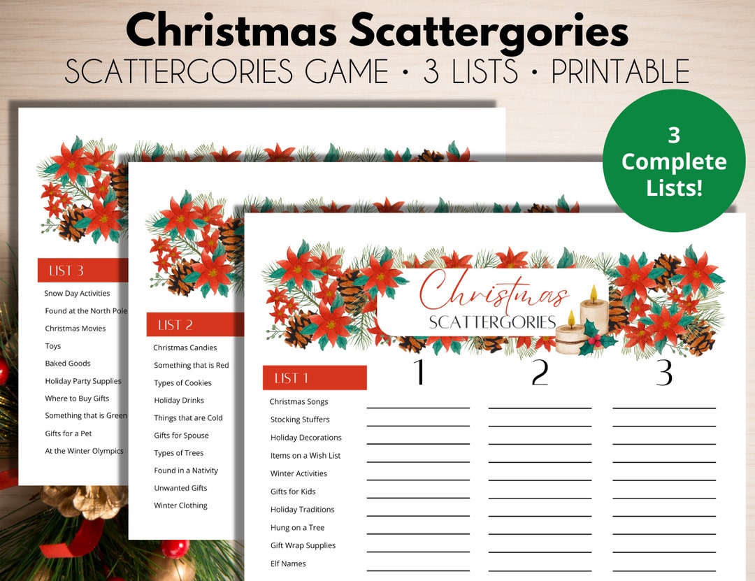Christmas Scattergories Printable | Christmas Party Games Printable for ...