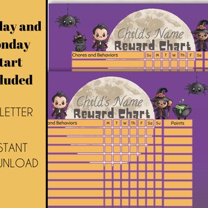 Halloween Reward Chart | Editable Chore Chart for Kids | Editable ...