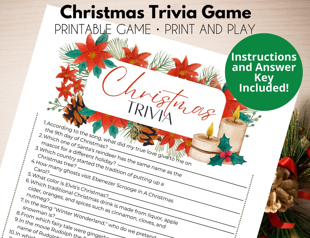 Christmas Trivia Game for Adults Christmas Party Games Printable - Etsy