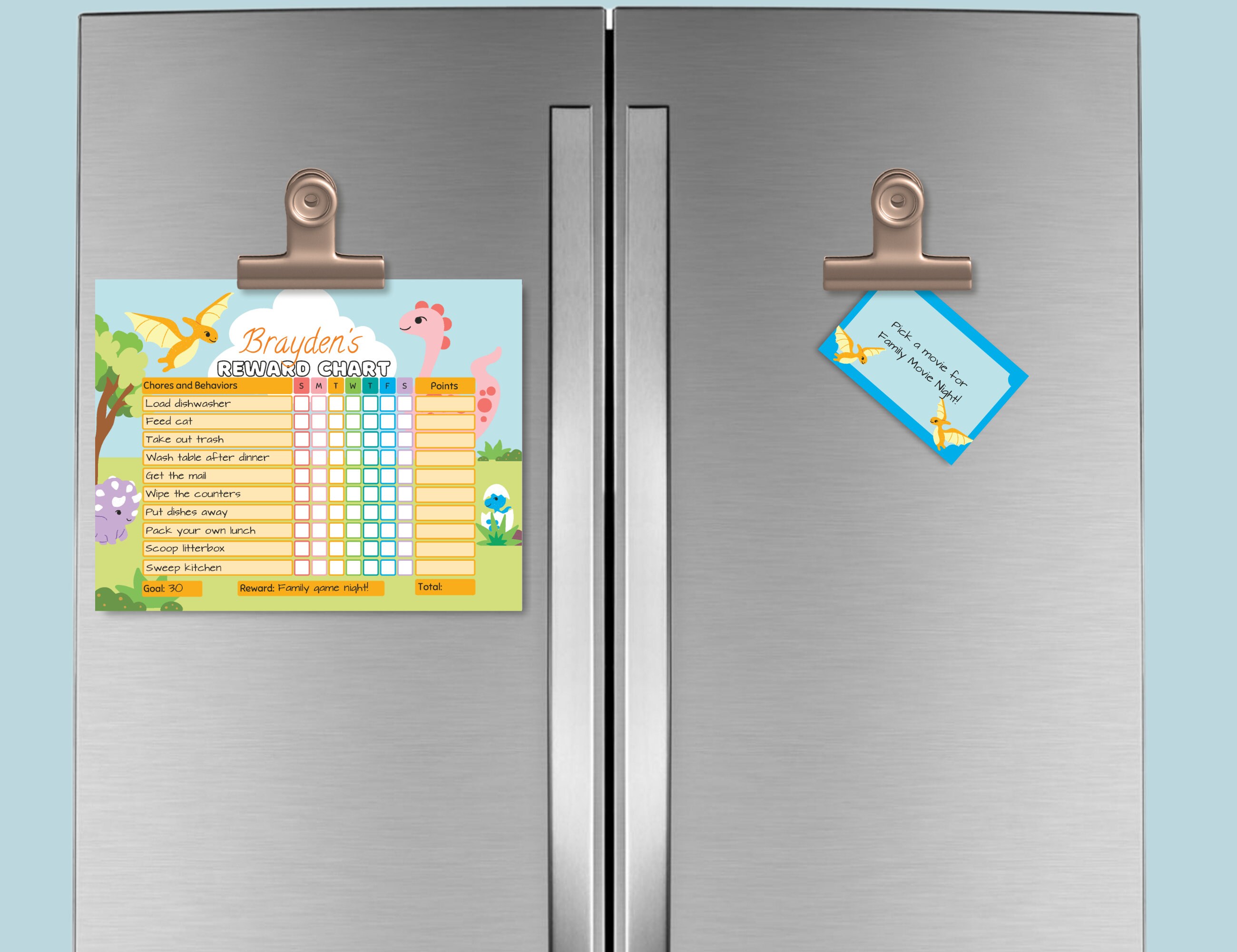 Reward Chart With Dinosaur Theme | Editable Chore Chart for Kids ...