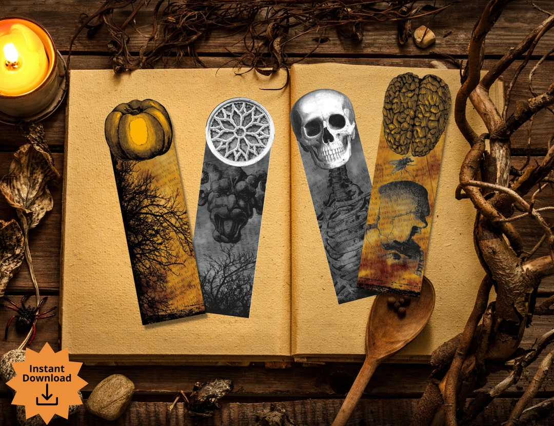 Halloween Bookmarks | Goth Bookmark | Bookmark Set | Printable ...
