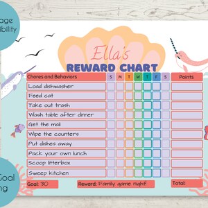 Reward Chart With Under the Sea Theme | Editable Chore Chart for Kids ...
