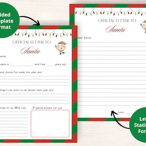 Letter to Santa Printable Wish List for Kids | Santa Letter Template - Etsy