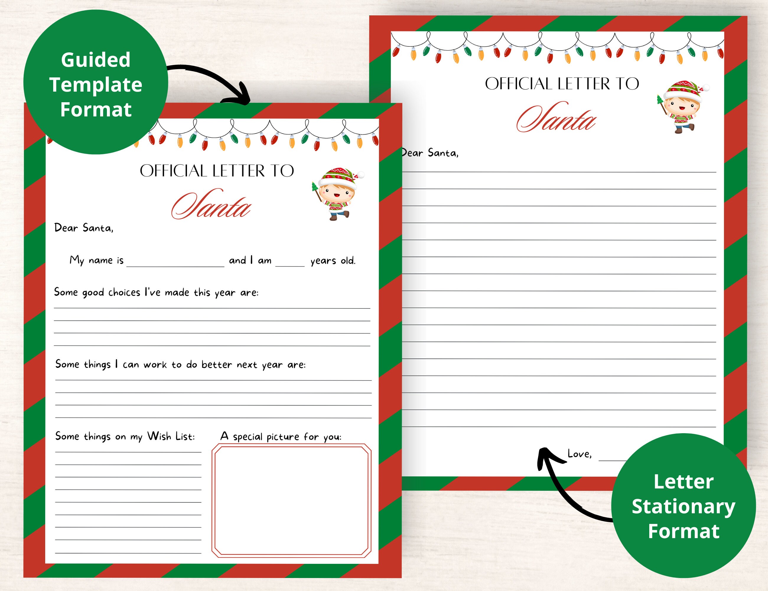 Letter to Santa Printable Wish List for Kids Santa Letter Template - Etsy