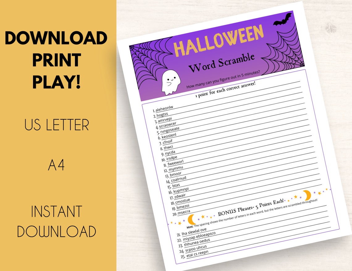 Halloween Word Scramble | Halloween Party Game | Halloween Printable ...