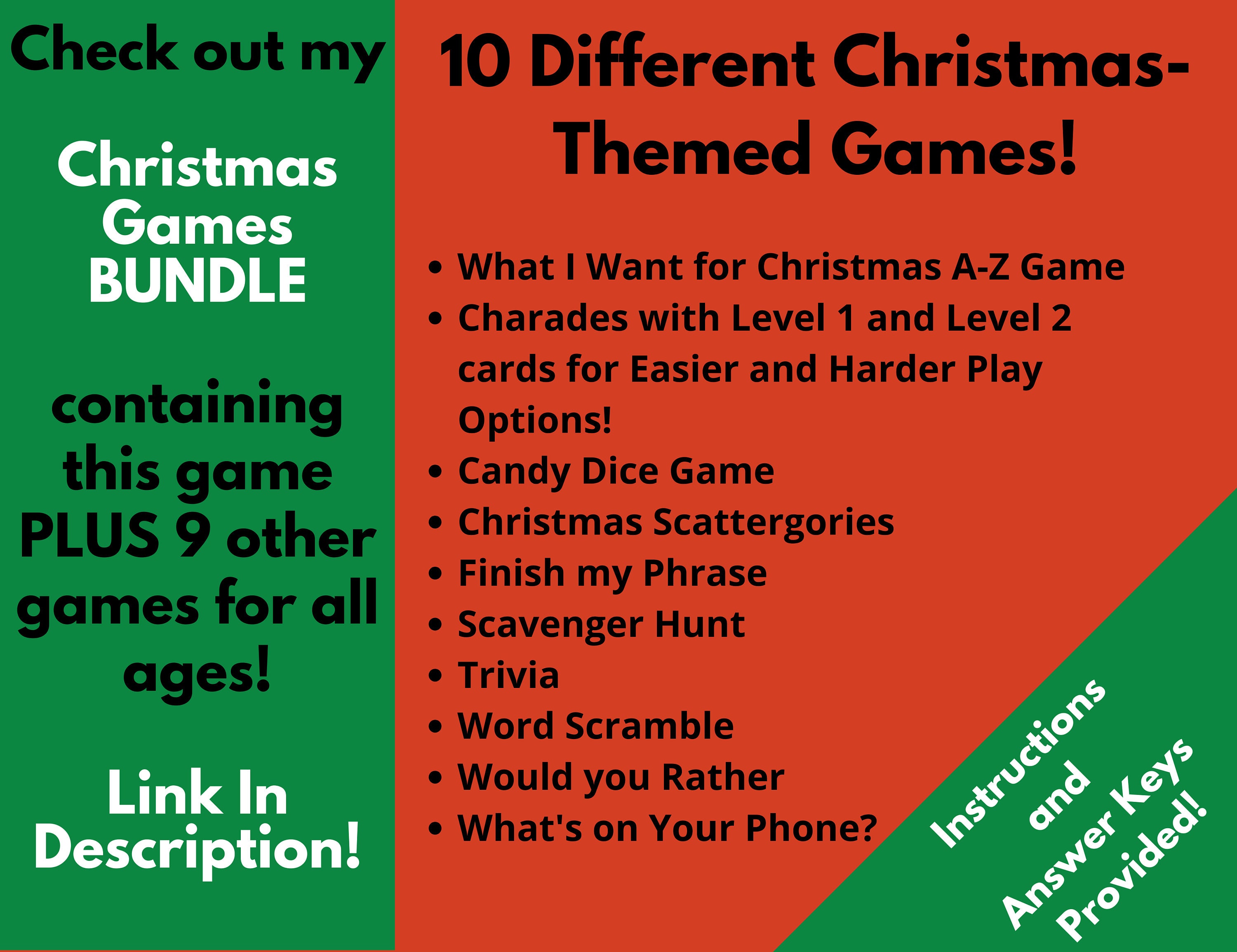 Christmas Finish My Phrase Game | Christmas Party Games Printable for ...