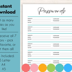 Password Tracker Printable to Organize Your Internet Logins and ...