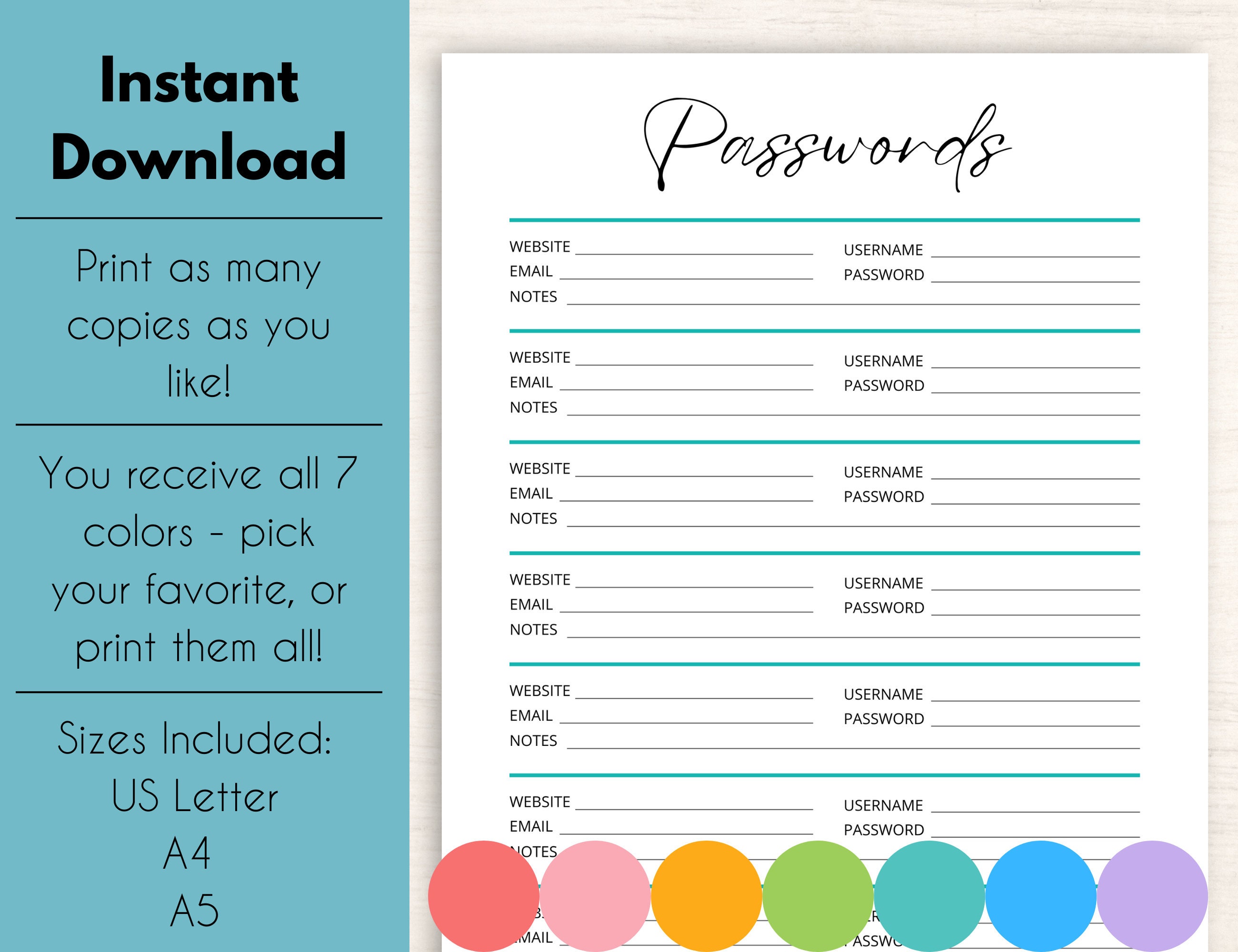 Password Tracker Printable to Organize Your Internet Logins and ...