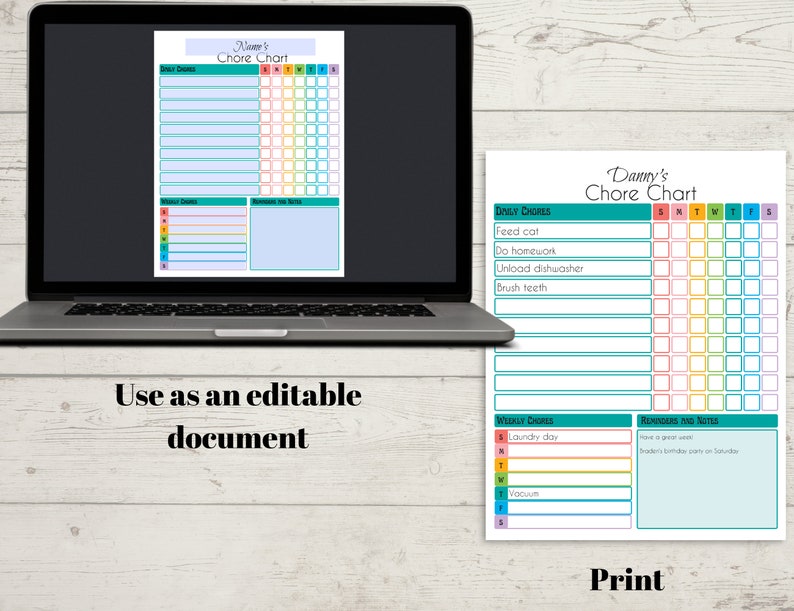 Family Chore Charts | Editable Chore Chart for Kids | Teen Chore Chart ...