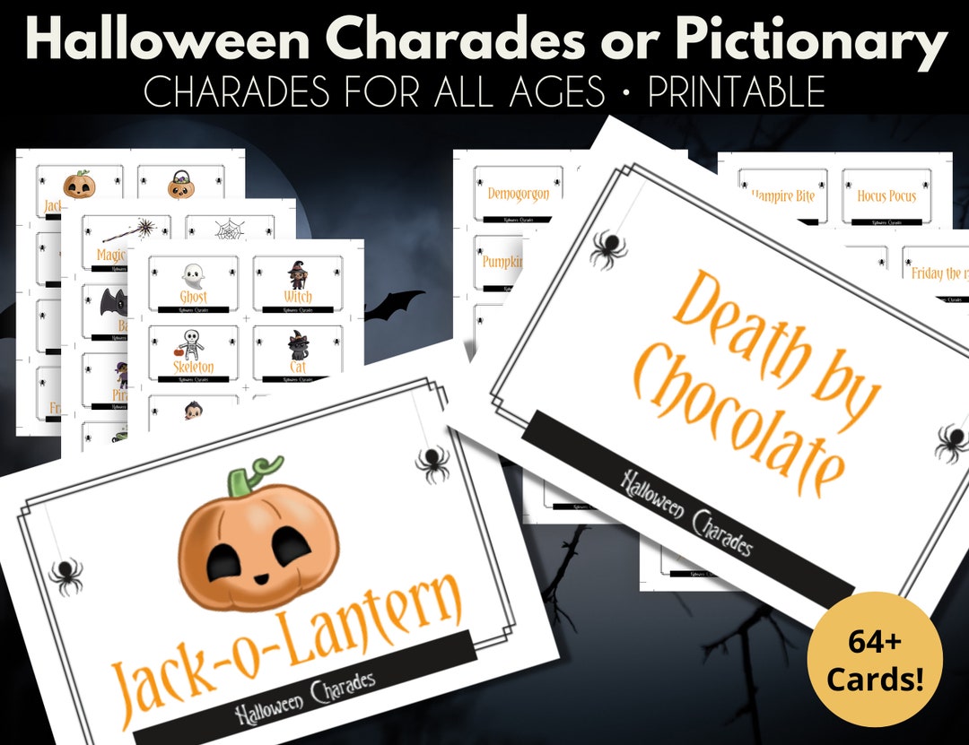 Halloween Charades | Halloween Pictionary | Halloween Party Game ...