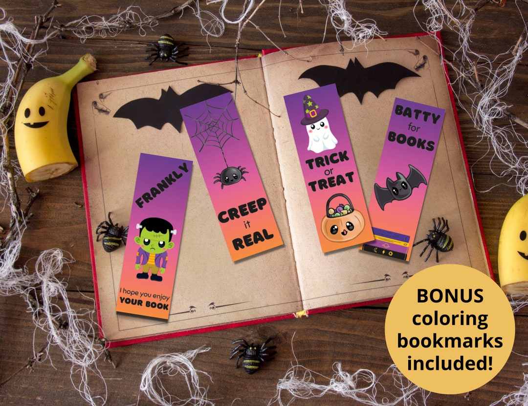 Cute Halloween Bookmarks | Bookmark Set | Printable Bookmarks ...