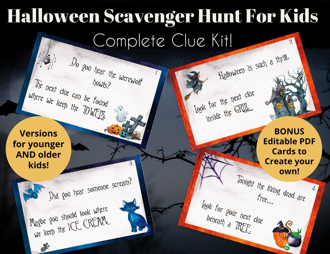 Halloween Scavenger Hunt for Kids Halloween Treasure Hunt - Etsy
