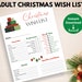 Adult Christmas Wish List Printable Questionnaire | Christmas Gift ...