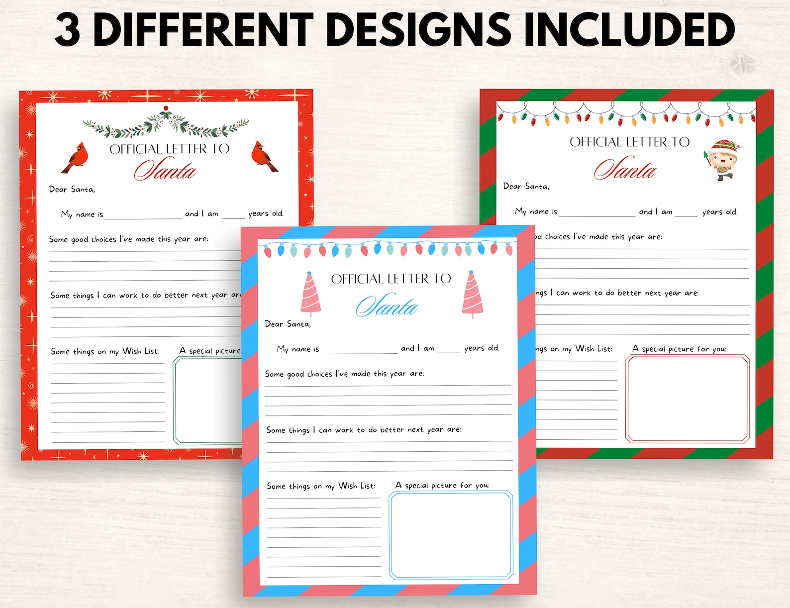 Letter to Santa Printable Wish List for Kids | Santa Letter Template - Etsy