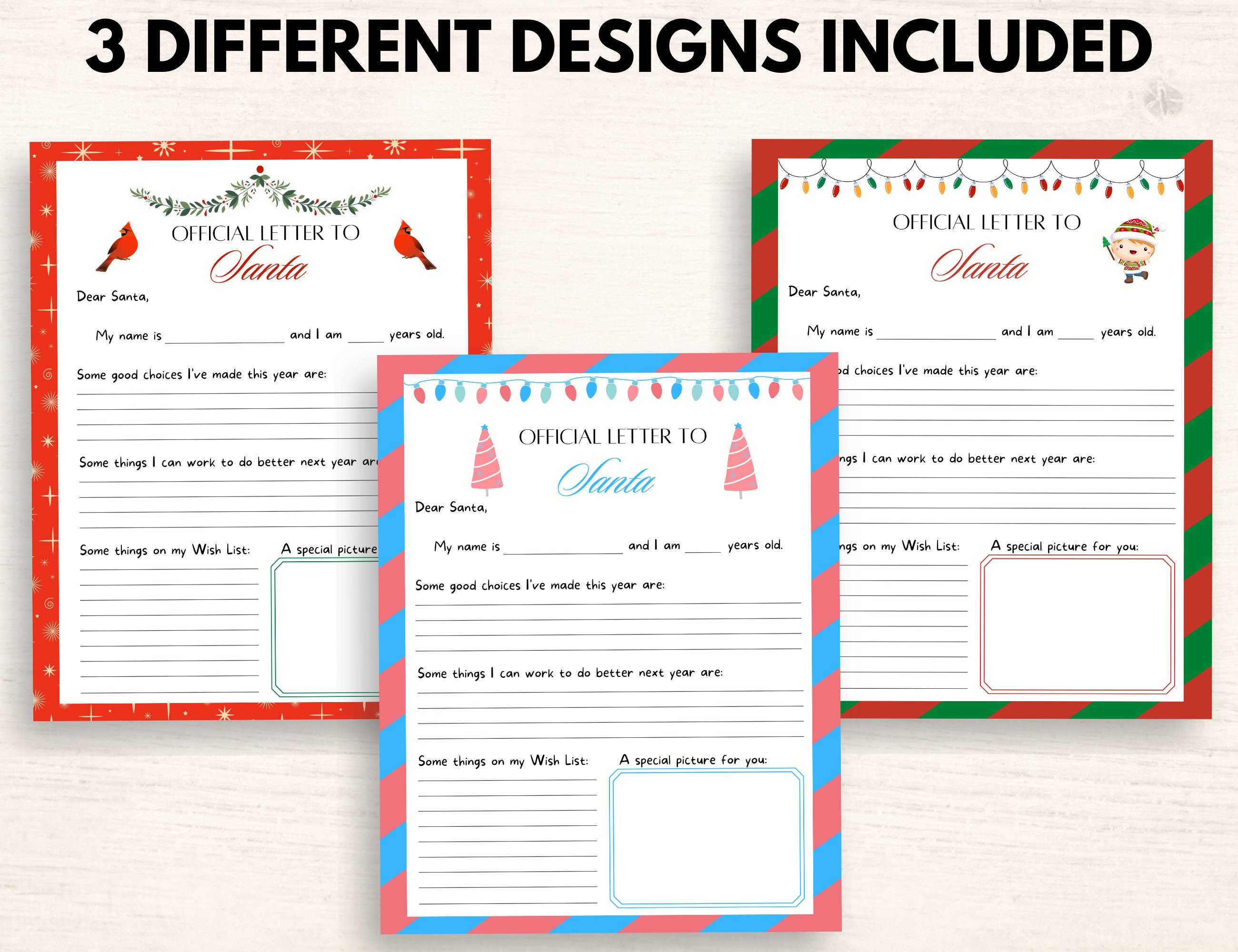 Letter to Santa Printable Wish List for Kids | Santa Letter Template - Etsy