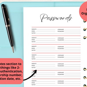 Password Tracker Printable to Organize Your Internet Logins and ...