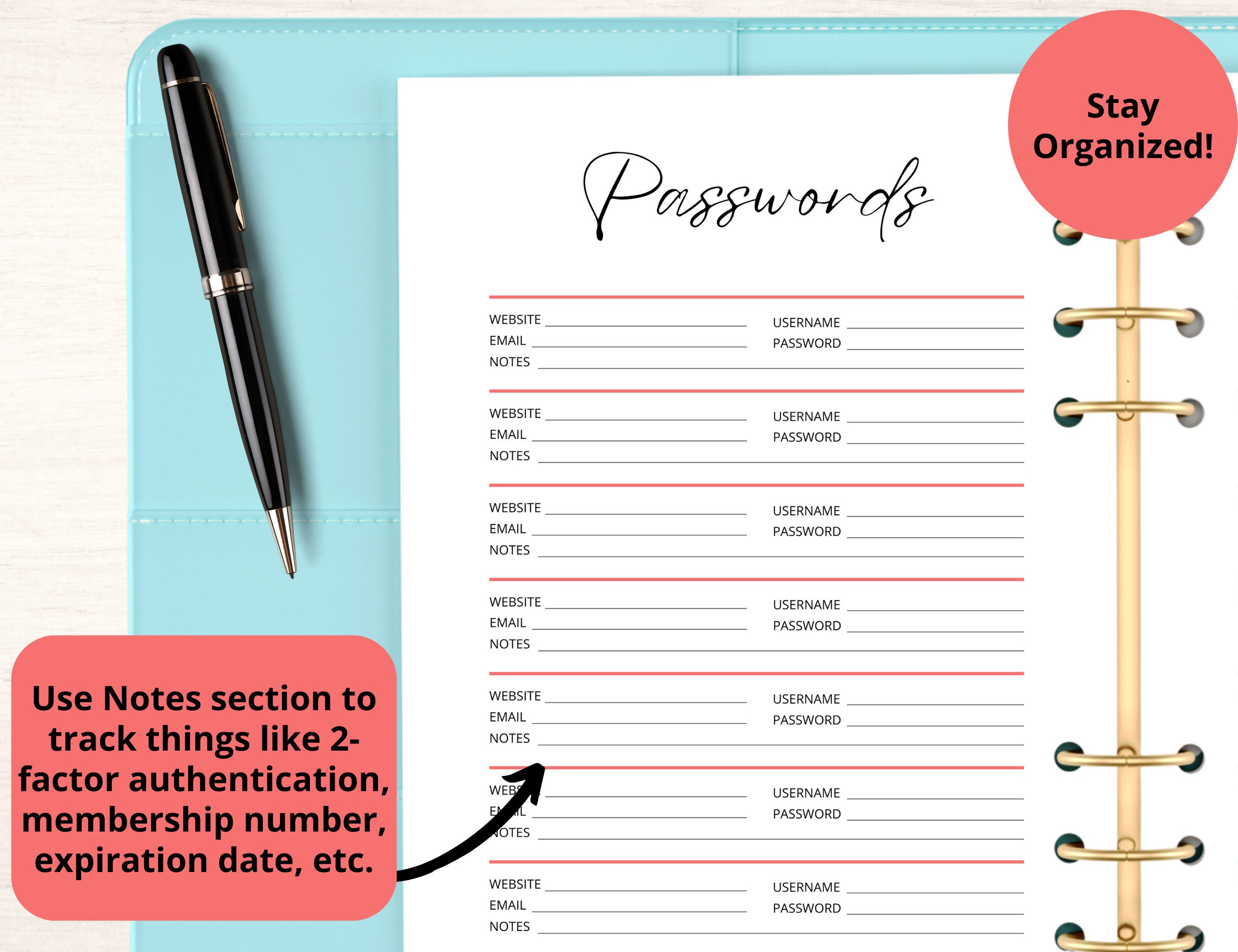 Password Tracker Printable to Organize Your Internet Logins and ...