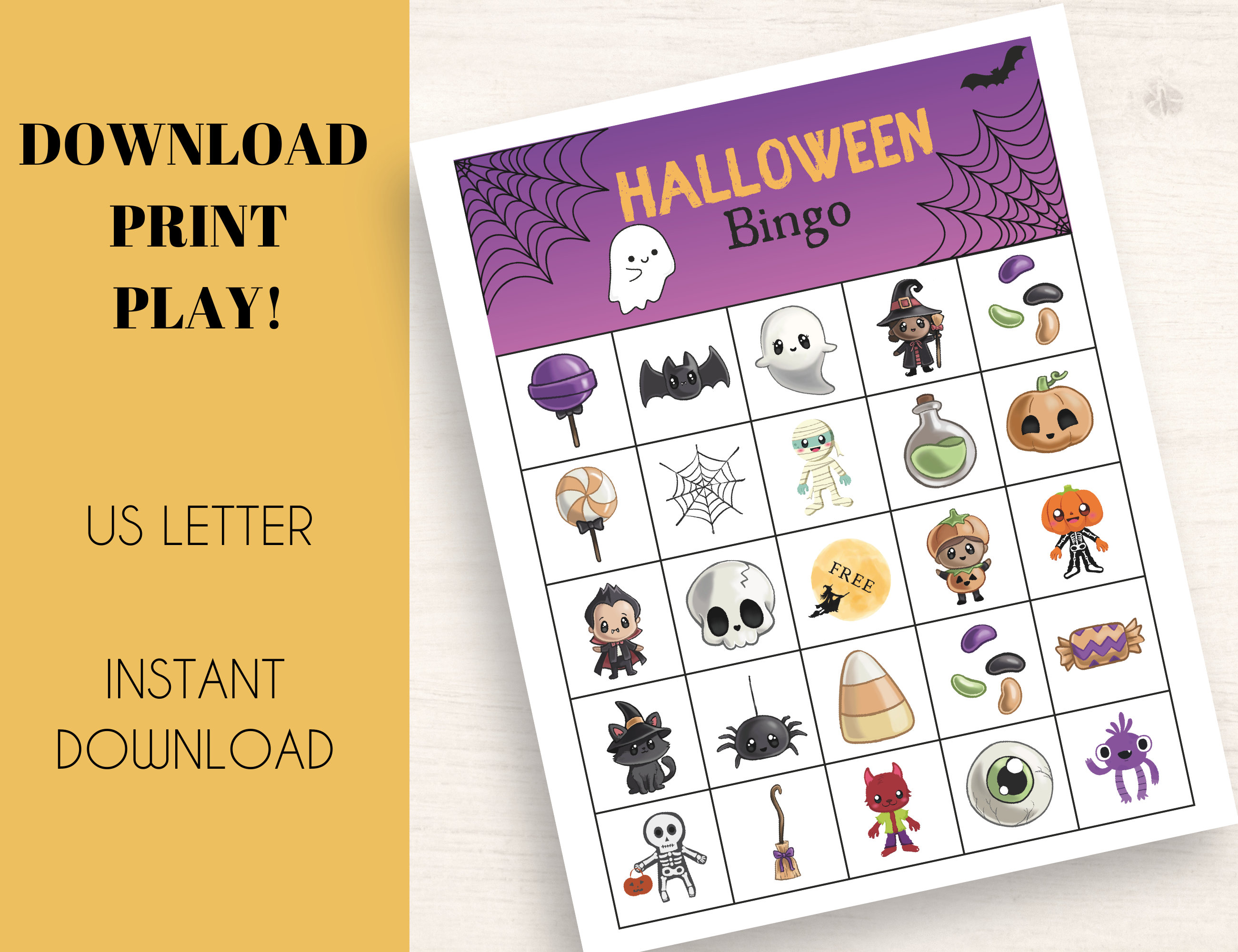 Halloween Bingo Cards With Chips | Halloween Bingo Printable | Bingo ...